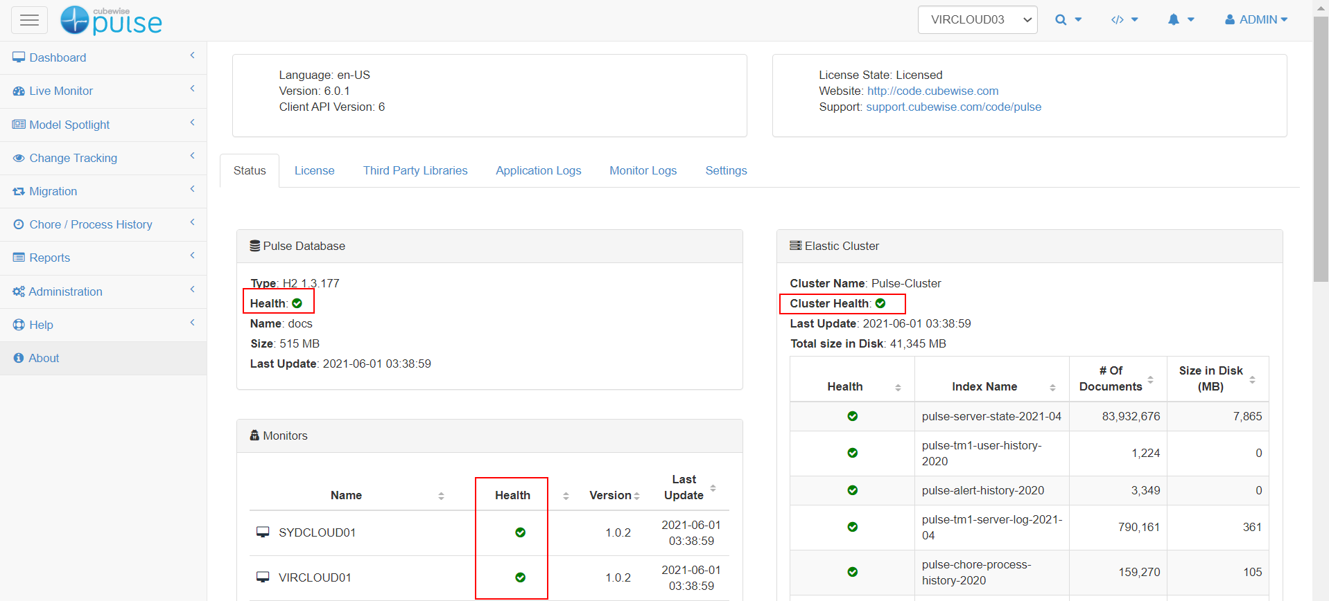 Pulse for TM1 health check