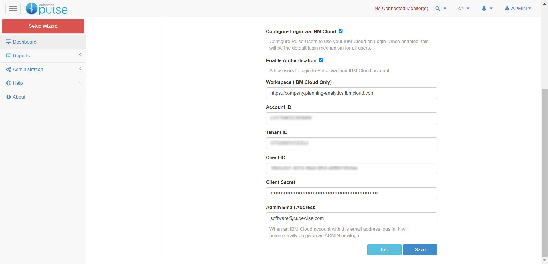 Setup Wizard (Pulse on the Cubewise Cloud)
