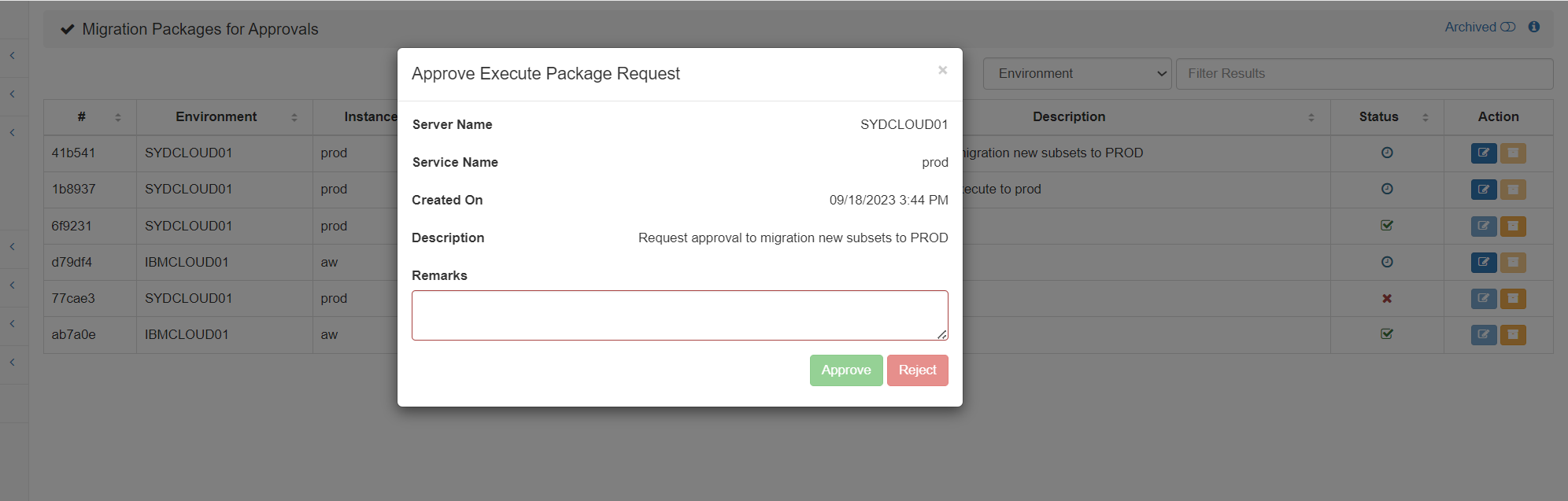 Enabling the approval requests feature to run a migration.